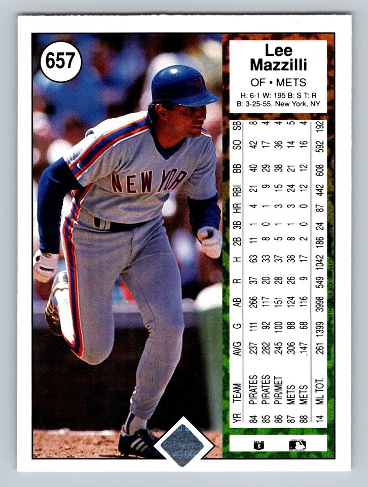 Lee Mazzilli 1989 Upper Deck #657 New York Mets Baseball Card | eBay