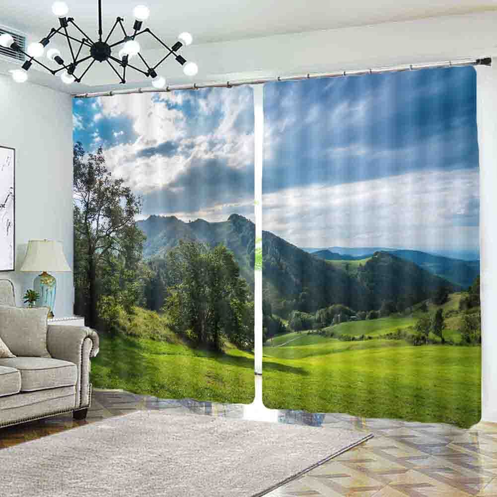 Grassland Dim Vastness 3D Curtain Blockout Photo Printing Curtains ...