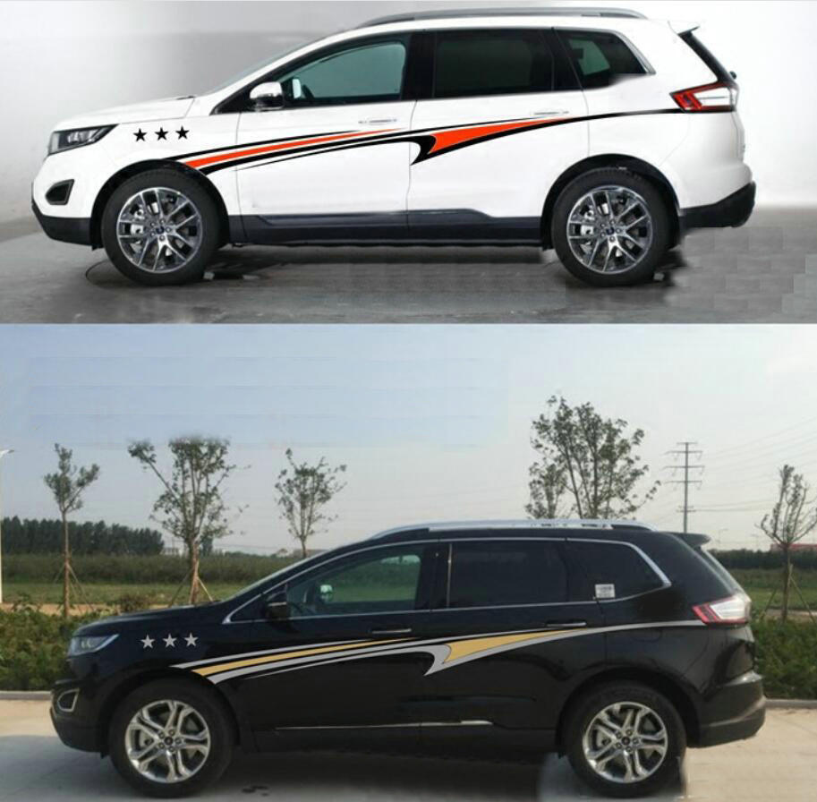 2 PCS Graphics Waist Line Car Sticker For Ford Edge Side Door Decal ...
