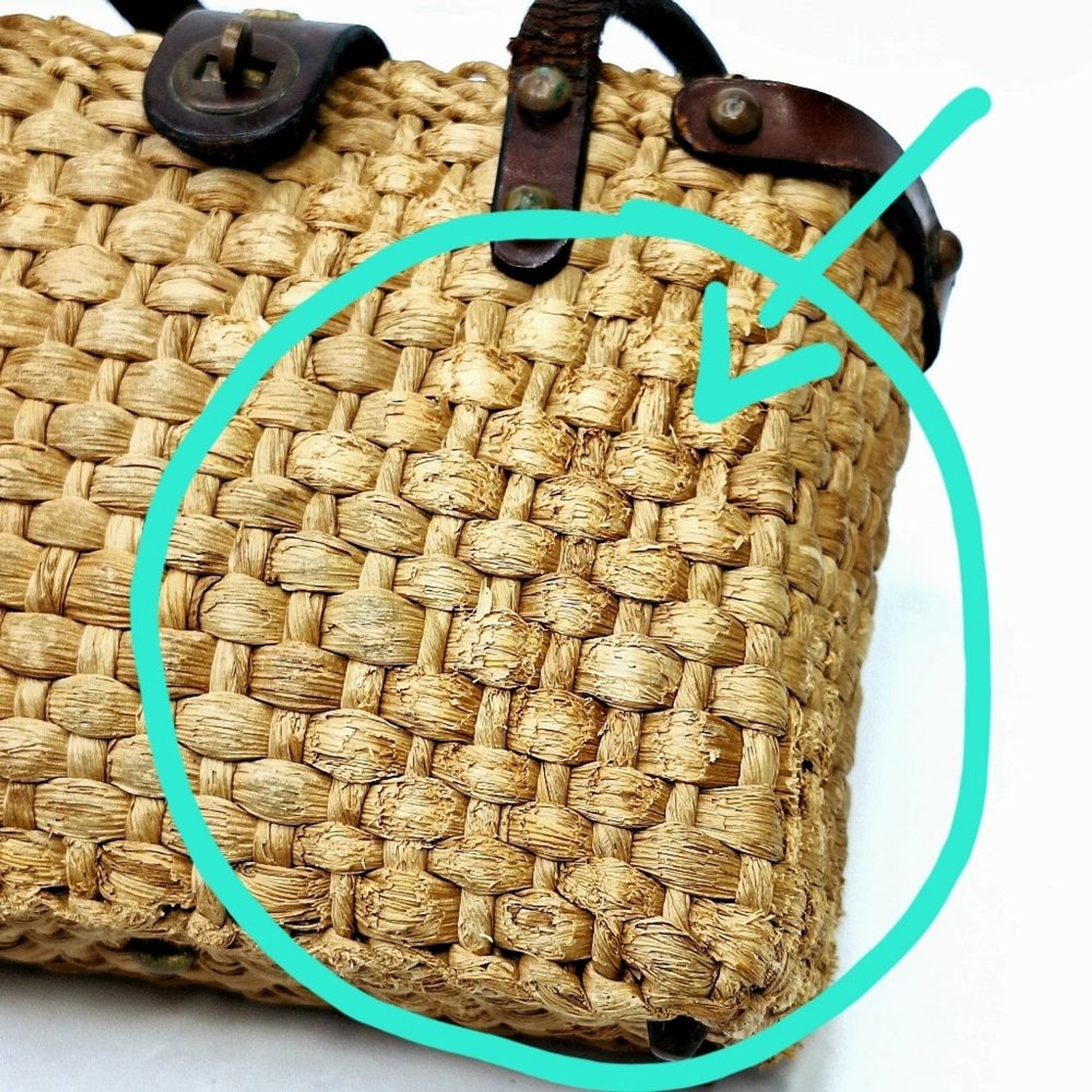 Vintage John Romain Straw Basket Purse with Leather Accents | eBay