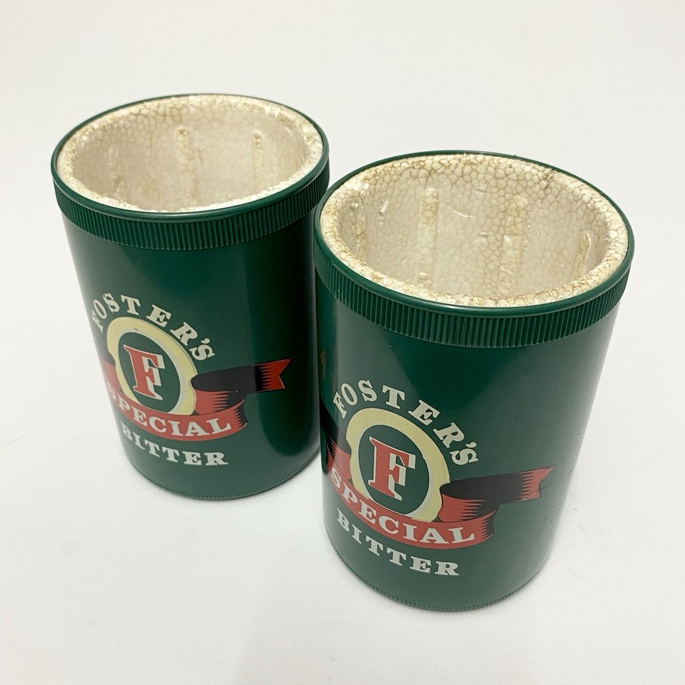 2 X Vintage 80s FOSTERS BITTER STUBBY HOLDER Beer Advertising Bar ...