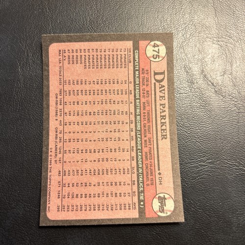 B52 1989 Topps #475 Dave Parker, Oakland Athletics | eBay