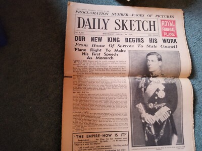 Historical Important Newspaper 22 January 1936 Daily Sketch ...