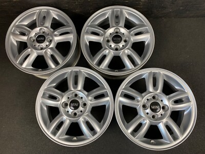 (4) Mini Clubman Mini Cooper Original Silver Wheels Rims + Caps 15" Hol ...