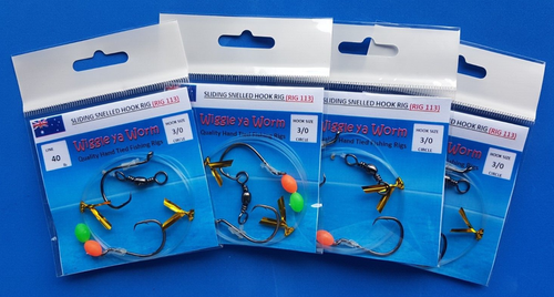 4x 40lb Sliding Snelled double hook rigs, 2x circle 3/0 hooks & lumo ...
