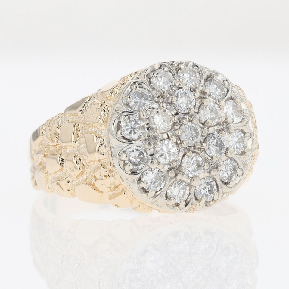 1.72ctw Round Diamond Cluster Nugget Style Ring 14k Multi-Tone Gold ...
