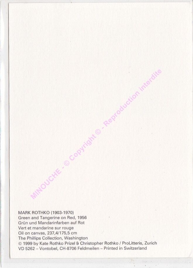 Postcard Art Mark Rothko Green And Tangerine On Red | eBay
