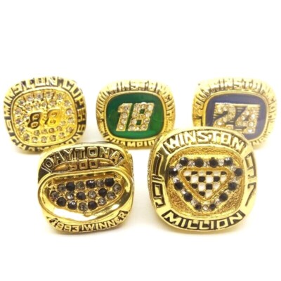 5 Pcs Set Rings NASCAR Winston Cup Series Daytona Racing Gold Pack Ring ...