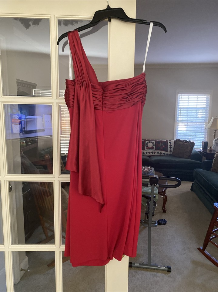 Davids Bridal Short Chiffon Size 10 Women’s Apple Red Bridesmaid, party ...