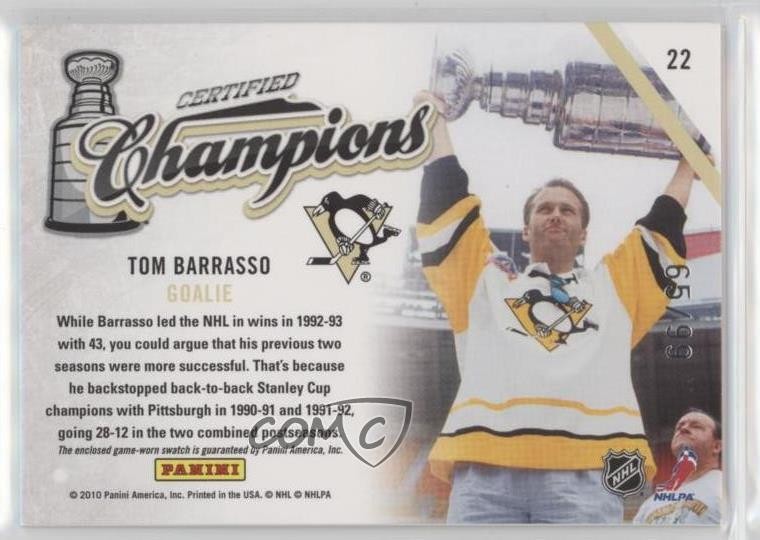 2010-11 Certified Certified Champions Materials /99 Tom Barrasso #22 ...