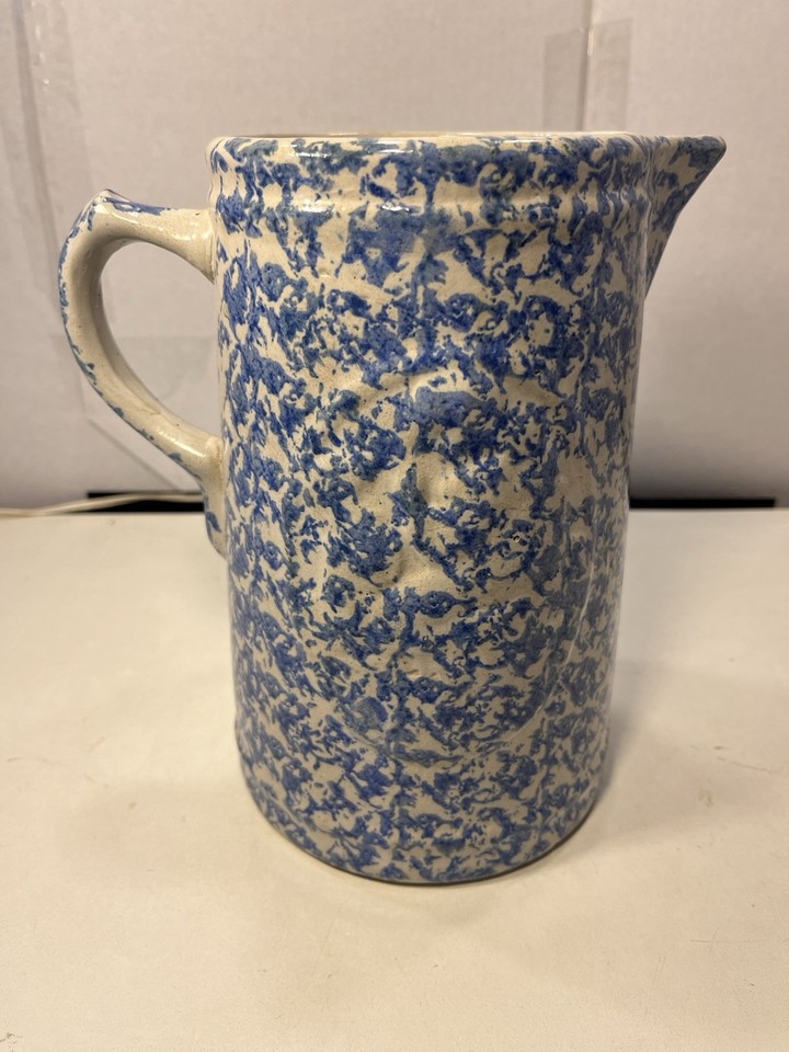 Girl+Dog Blue White Spongewsre: Antique-Milk/water Pitcher 1800’s ...