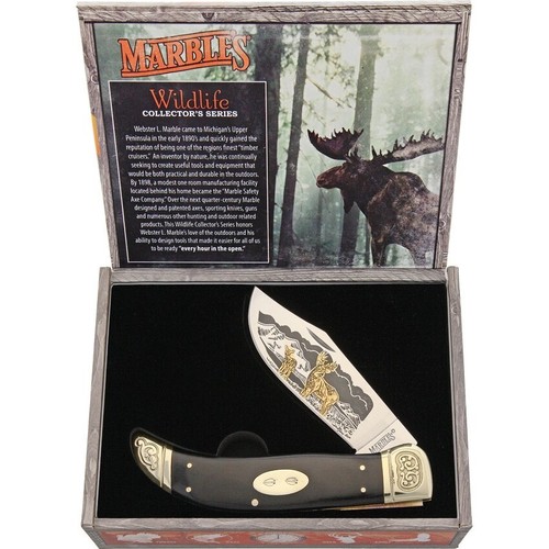 Marbles pocket knife Clasp Collector Bone Handle Wild Life Deer Display ...