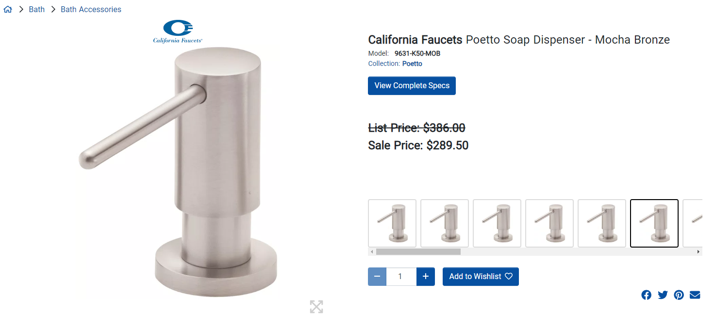 California Faucets 9631-K50-AB Soap Dispenser Poetto Series ANTIQUE ...