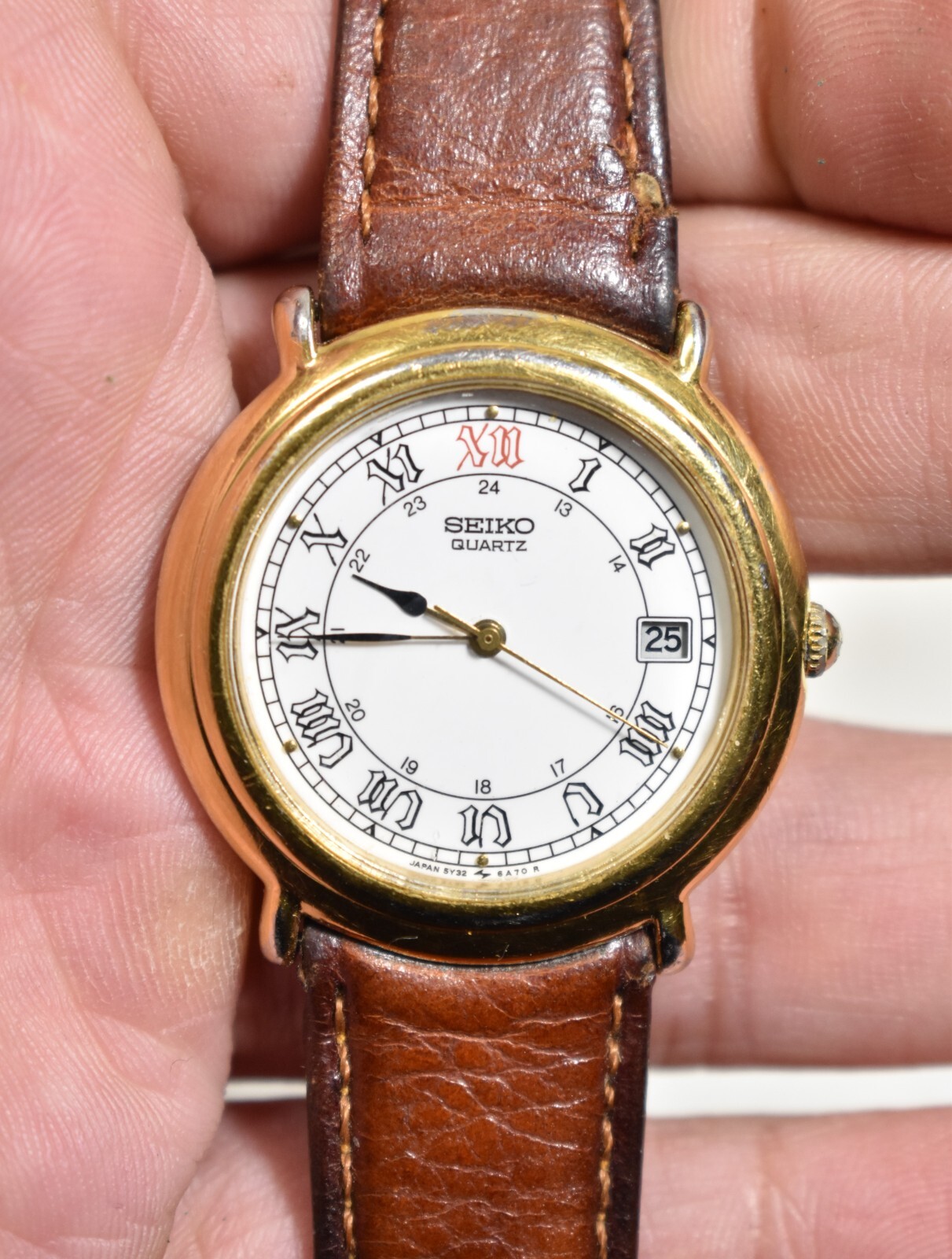 Vintage Seiko Quartz Watch-Japan 5Y32-6A20 Stainless Steel Wristwatch ...