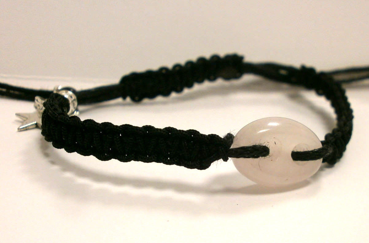 Bracelet Charm Of Quartz Natural Pink E Thread Black | eBay