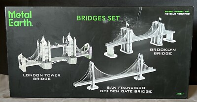 Metal Earth Bridges Set: Brooklyn Bridge, London Tower Bridge SF Golden ...