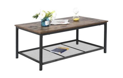 Durable Coffee Table With Storage Shelf For Living Room Wood Look ...