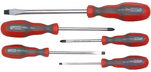 FAMEX 7750-5 Schraubendreher Satz 5-tlg Kreuz Schlitz PH1 PH2 CV-Stahl ...