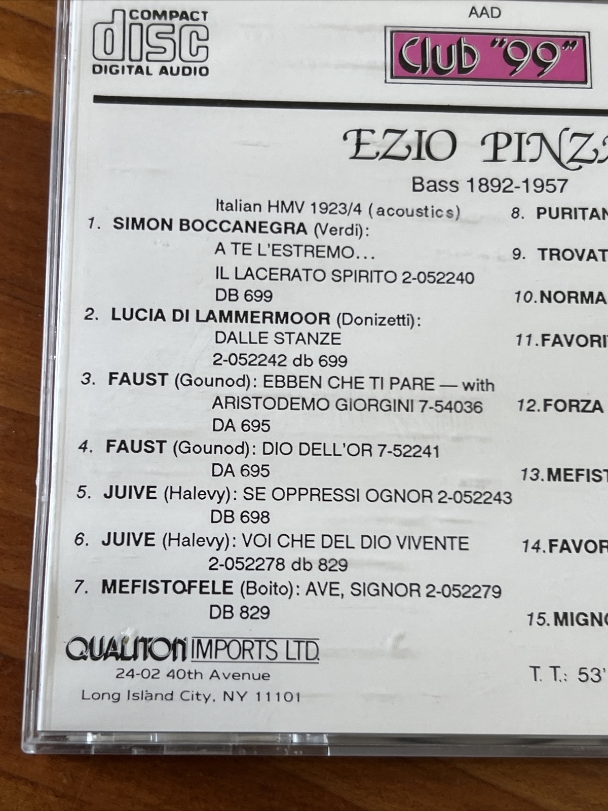 Ezio Pinza - Bass - Club 99 CD | eBay Australia