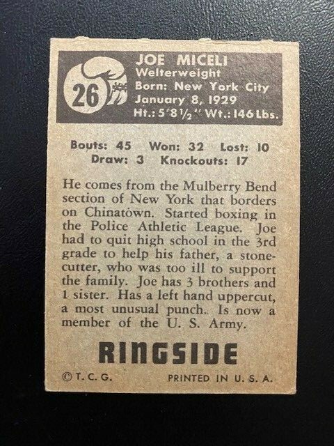 1951 Topps Ringside boxing Joe Miceli ungraded | eBay