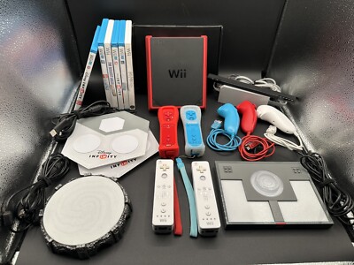 Nintendo Wii Mini Red Console Bundle W/ Extras 24 Games !!! | eBay