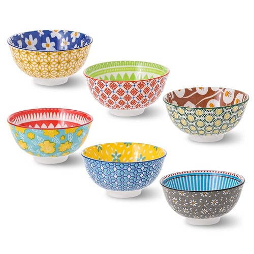 Ceramic Bowl Set Small Bowls - Porcelain Dessert Bowls 10 oz - 6 Little ...