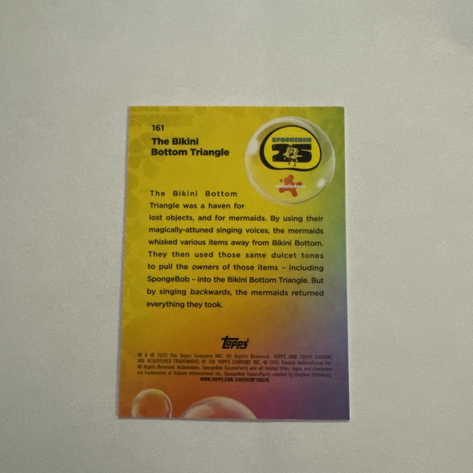2025 Topps Chrome SpongeBob The Bikini Bottom Triangle Wave Refractor ...
