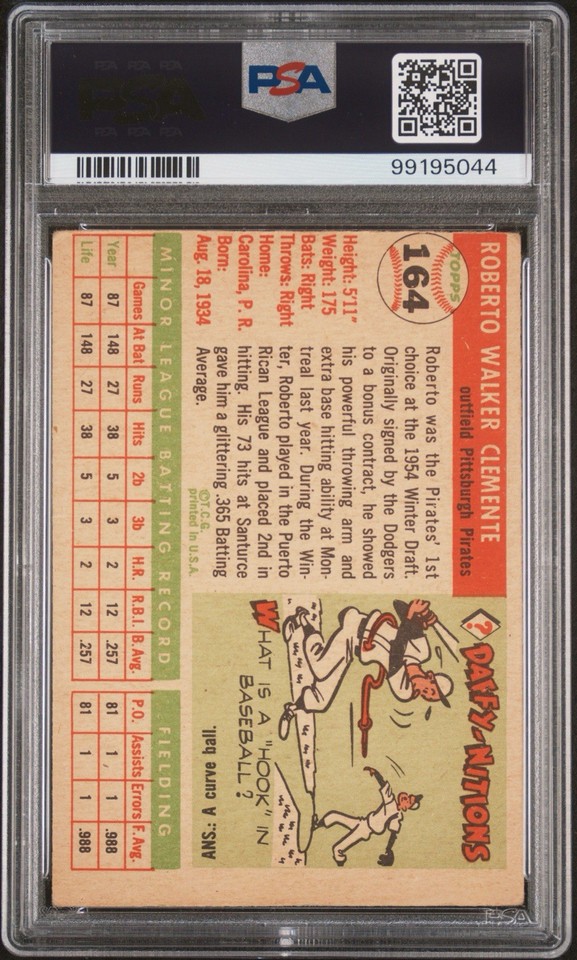 1955 Topps Roberto Clemente Rookie #164 PSA 3 VG Pirates RC | eBay