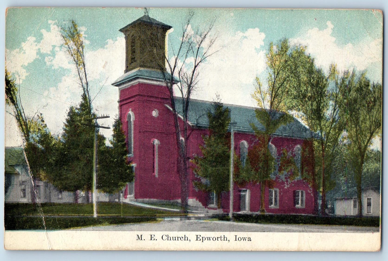 Epworth Iowa Postcard Methodist Episcopal Church Exterior Scene 1911 ...