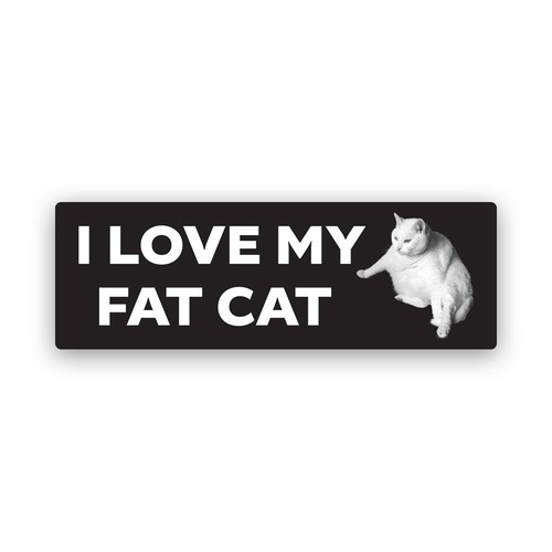 I Love My Fat Cat Sticker Decal - Weatherproof - obese kitty funny ...