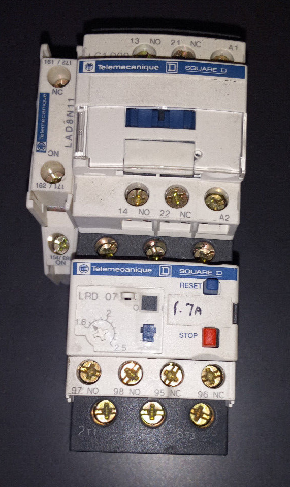 Telemecanique Square D LC1D09 Contactor 120V Coil LRD07 Overload 1.6-2 ...