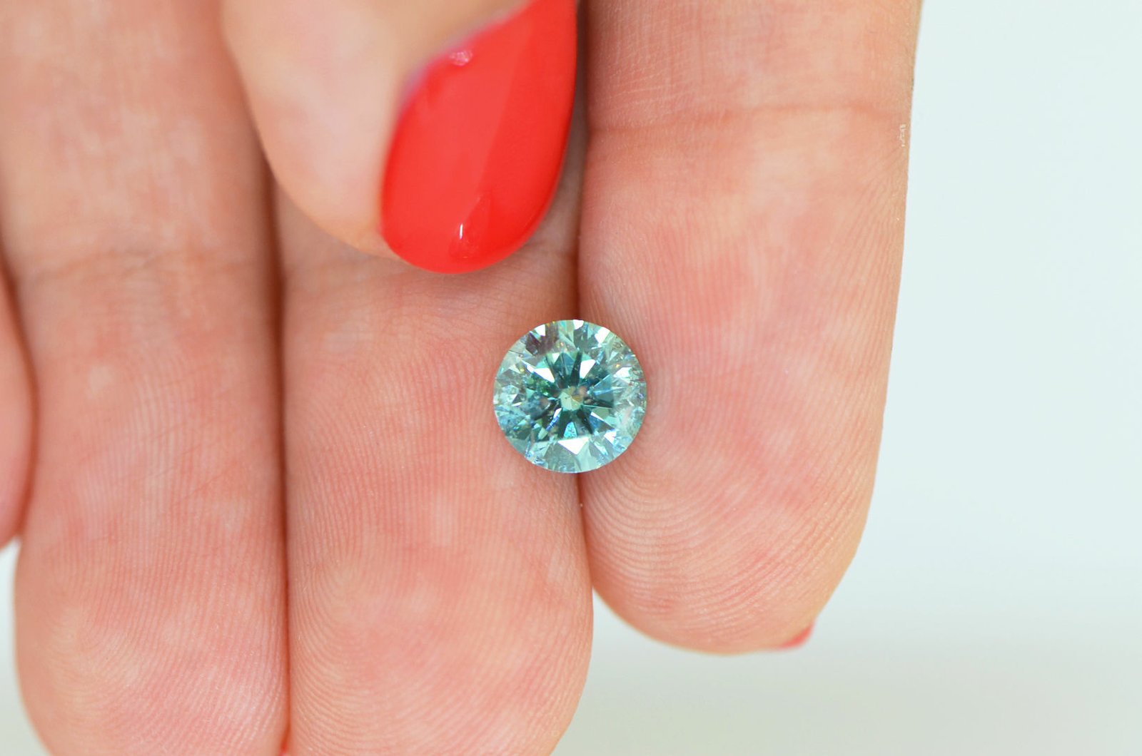 Round Shape Diamond Fancy Greenish Blue SI2 Natural Enhanced Loose 1.47 ...