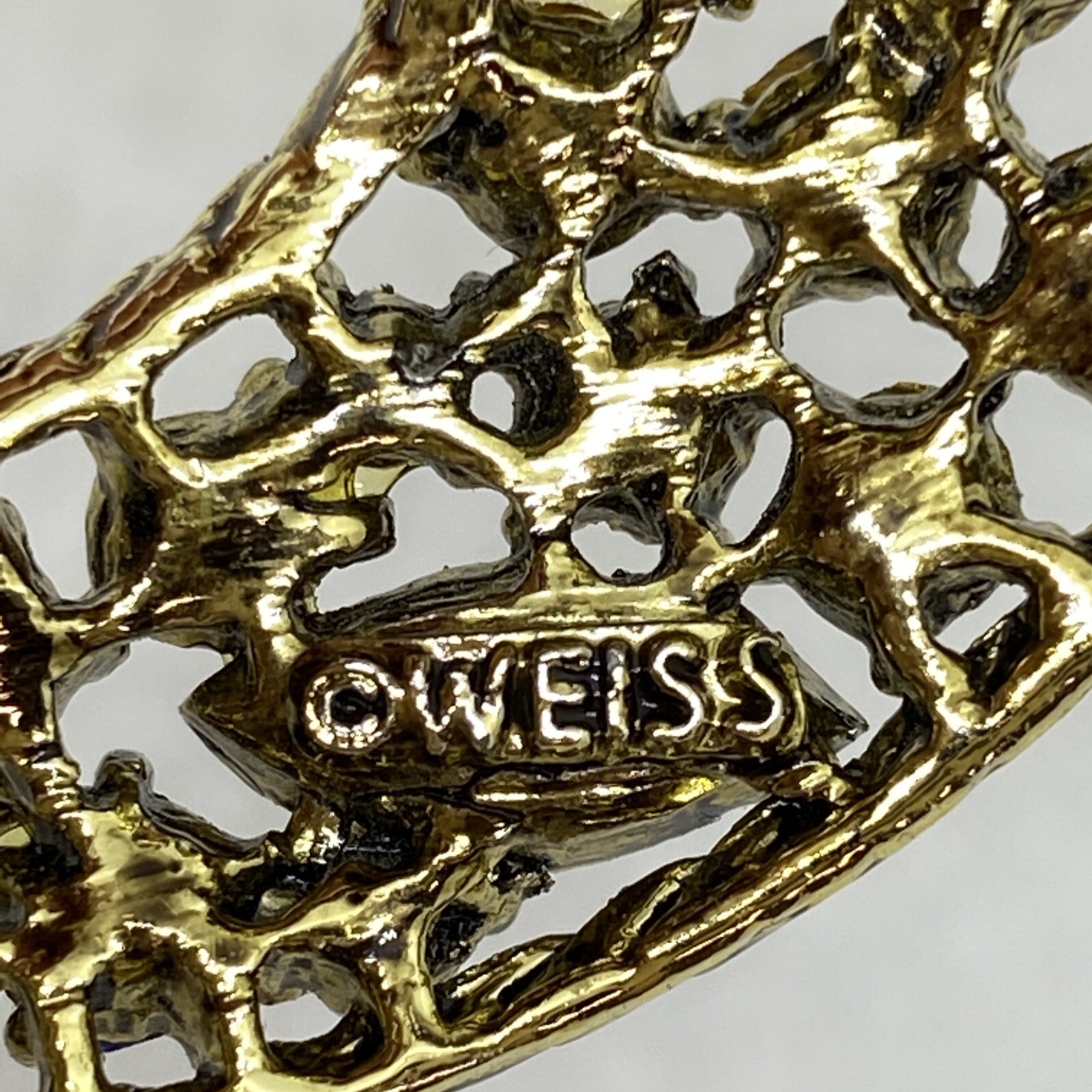 Vintage Weiss Pin Brooch Multi Color Rainbow Rhinestone Crescent ...