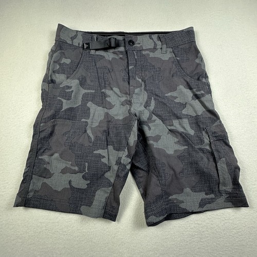 Prana Shorts Mens 30 Gray Camo Stretch Zion 10" Cargo Shorts Belted Hiking | eBay