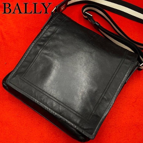 Bally Messenger Bag Black Leather Crossbody Adjustable Shoulder Large ...