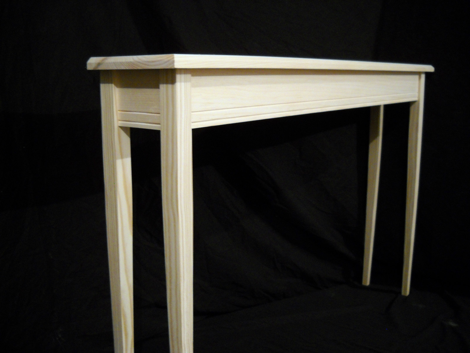 Unfinished 46" Narrow Console, Sofa Foyer, Tapered Leg Beveled Edge ...