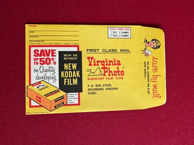 1970, KODAK Film, "Un-Used" Film Developing Envelope (Scarce / Vintage ...