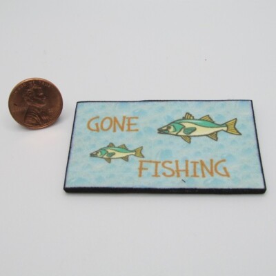 Dollhouse Miniature Gone Fishing Welcome Mat HW475BD | eBay