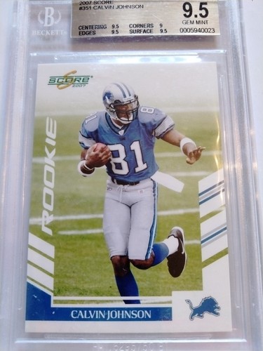 2007 Panini Playoff Score Calvin Johnson RC, Rookie Card., Graded Gem ...