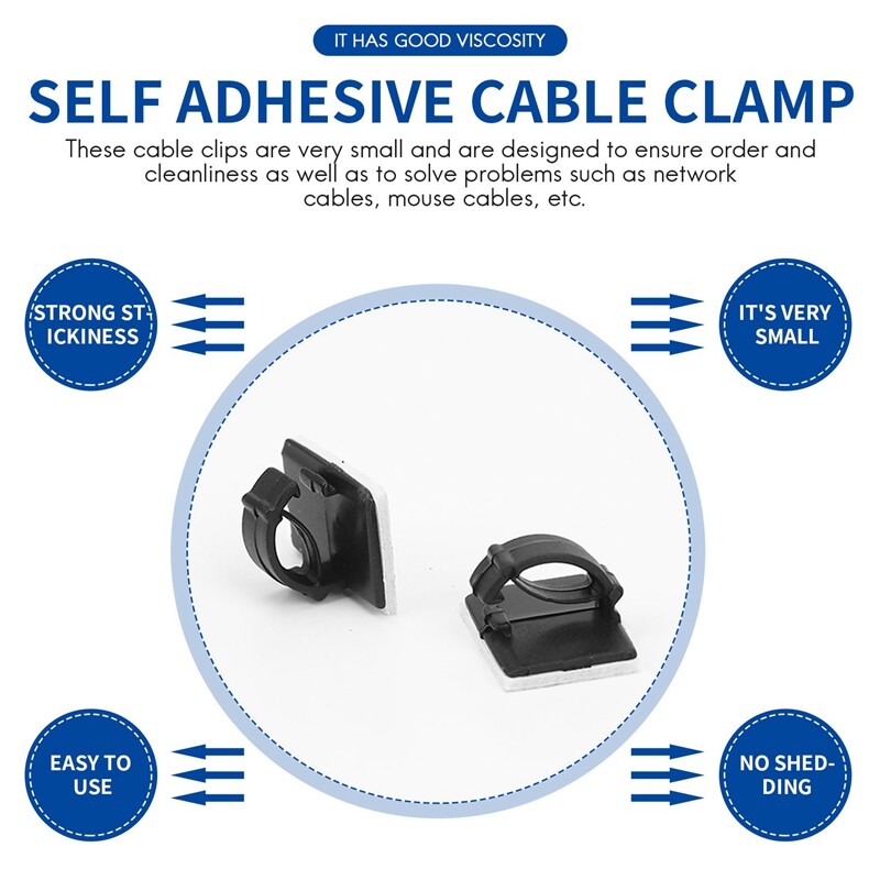 3X(50 pcs. Self Adhesive Cable Clamp Plastic Rectangular Cable Clips ...