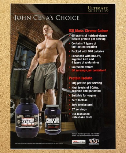 John Cena Iso Mass Xtreme Gainer Protein - Magazine Print Ads Ephemera ...