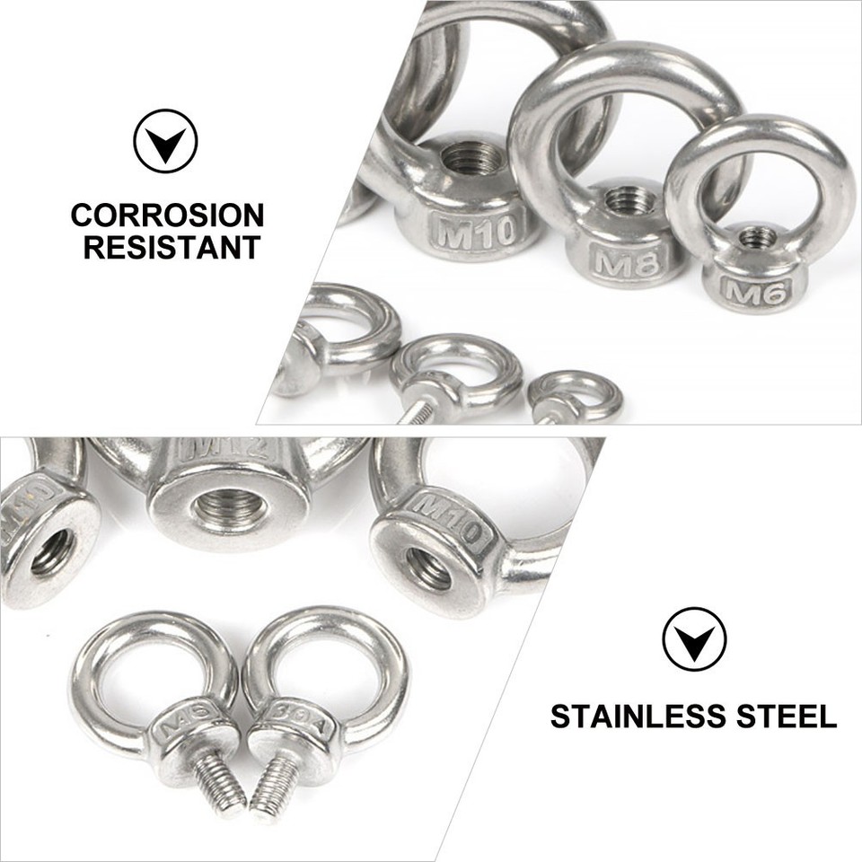 4 Pcs Eye Bolts Stainless Steel Screw Eyes Heavy Duty Lifting Shoulder ...
