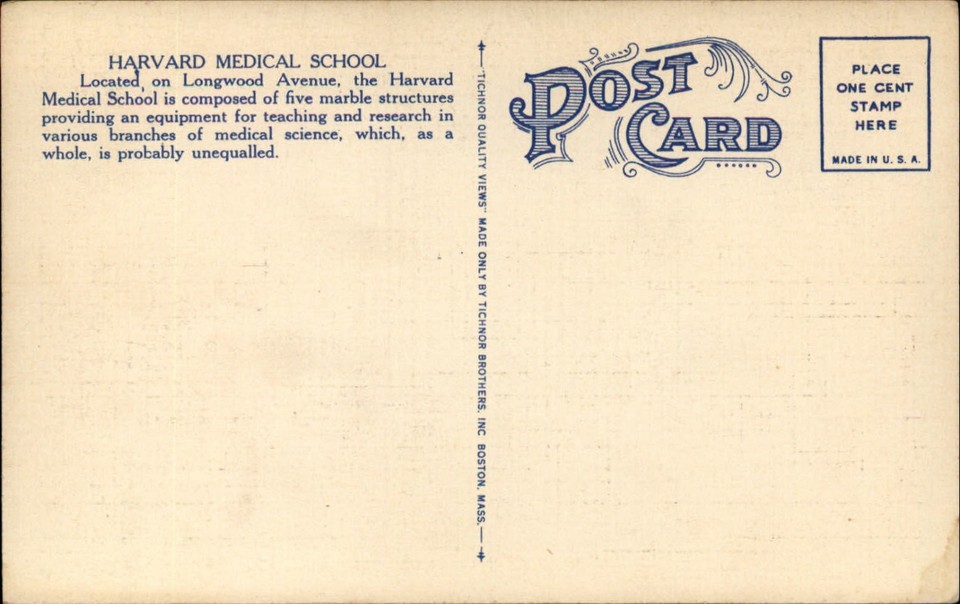 Boston MA Harvard Medical School Longwood Avenue unused vintage linen ...