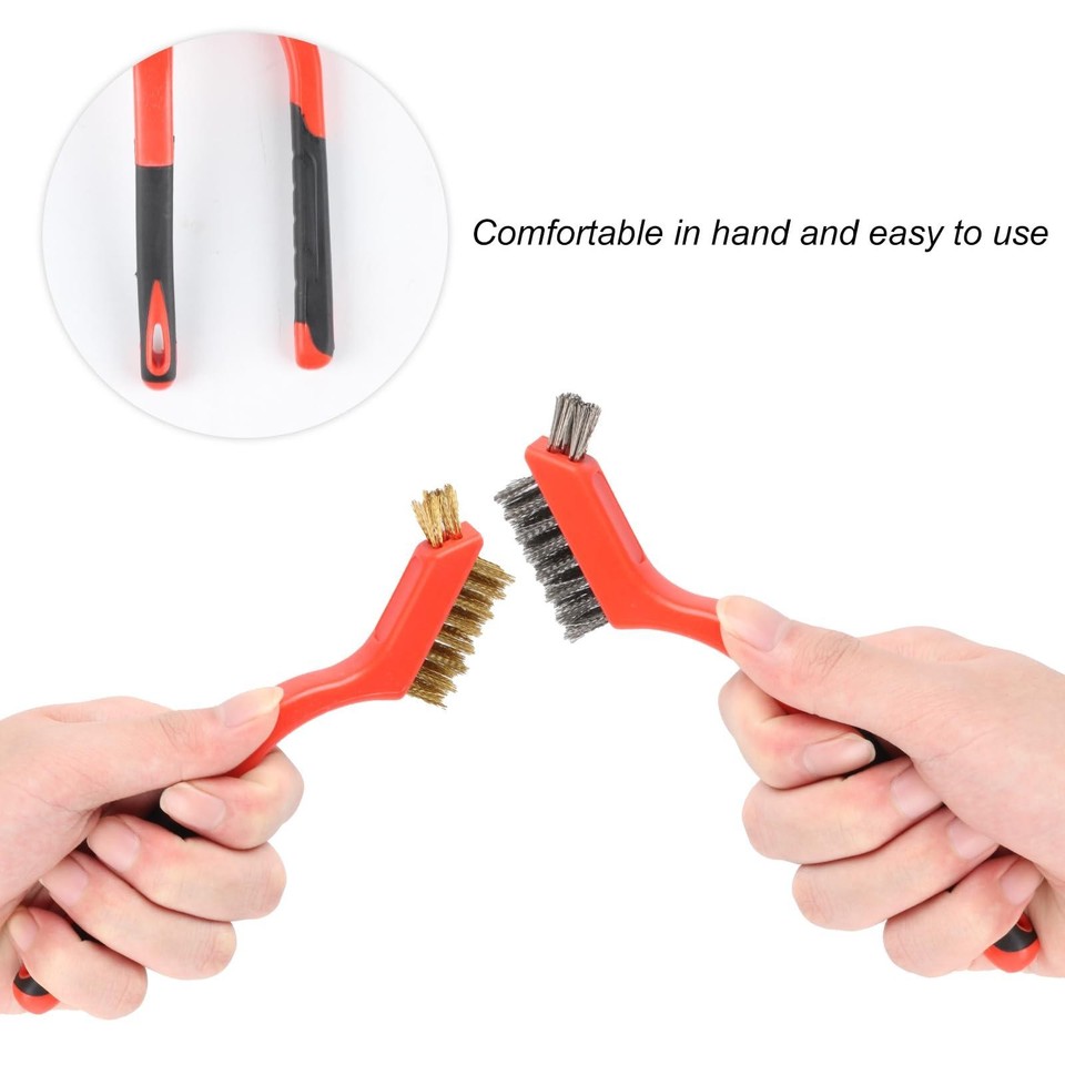 3pcs Wire Scrubbing Brushes Stainless Steel Brass Nylon Rust Removal ...