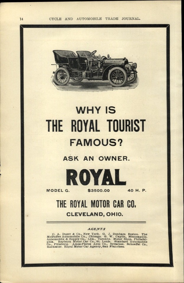 1906 PAPER AD CAR AUTO Reliance Motor Automobile Wagon Royal Tourist ...