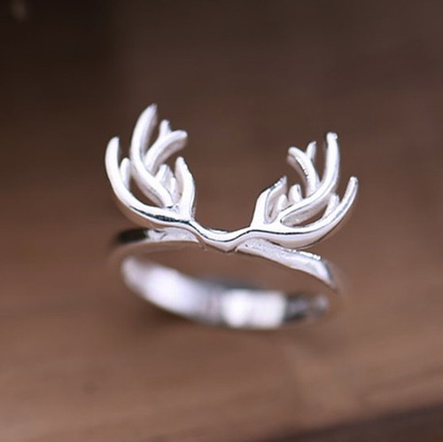 Deer Horn Antler Sterling Silver Above Knuckle Midi Open Pinkie Ring SZ ...