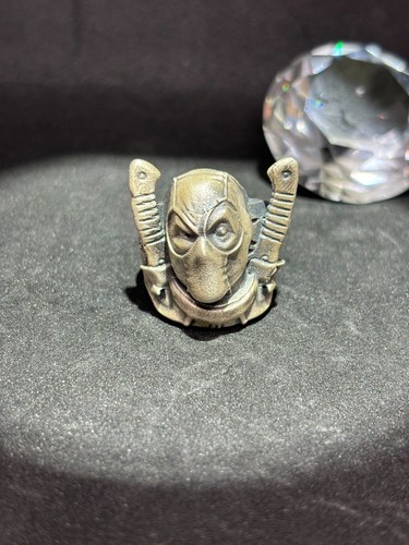 925 Antiqued Sterling Silver Men's Deadpool Biker Ring New Inspired ...