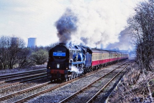 PHOTO SR MERCHANT NAVY LOCO 35005 STEVENTON 1990S | eBay