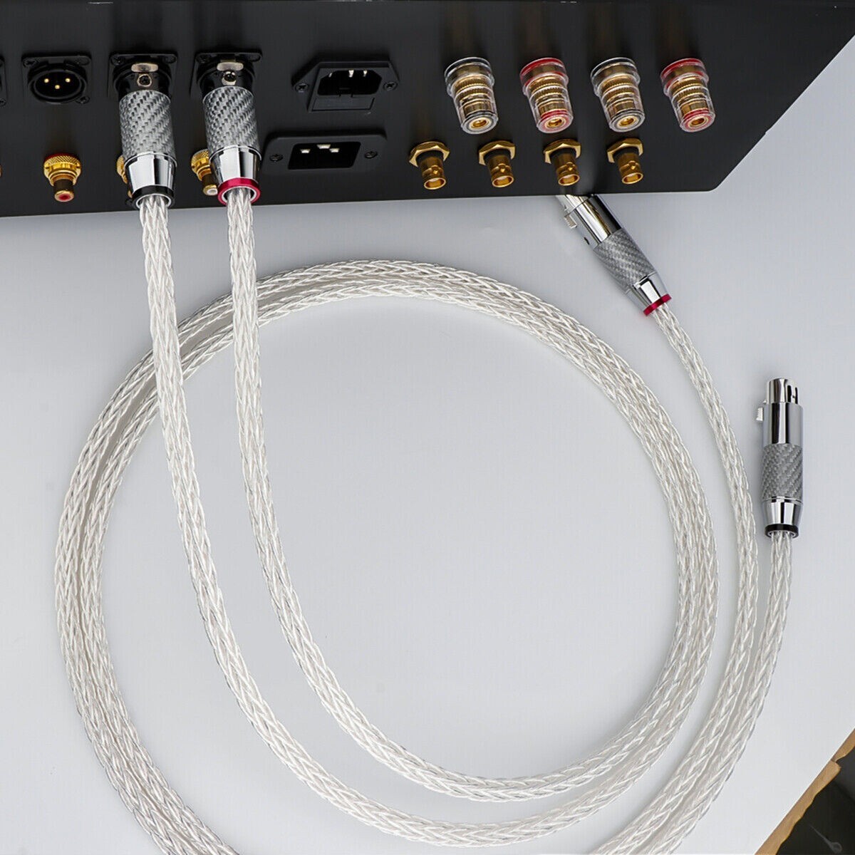 Pair 8N OCC Silver Plated Balanced XLR HiFi Microphone Interconnect ...