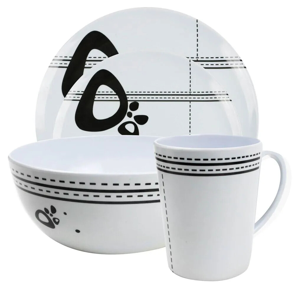 Melamine 16pc Dining Dinner Set Leisurewize Camping Caravan Campervan ...